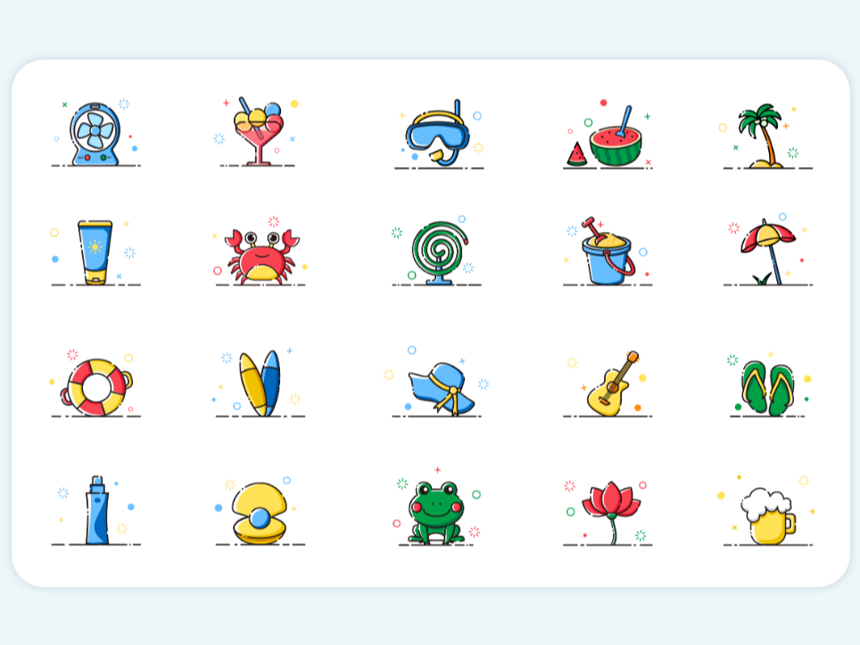 《夏日炎炎》插画图标设计_仅此Mia-站酷ZCOOL