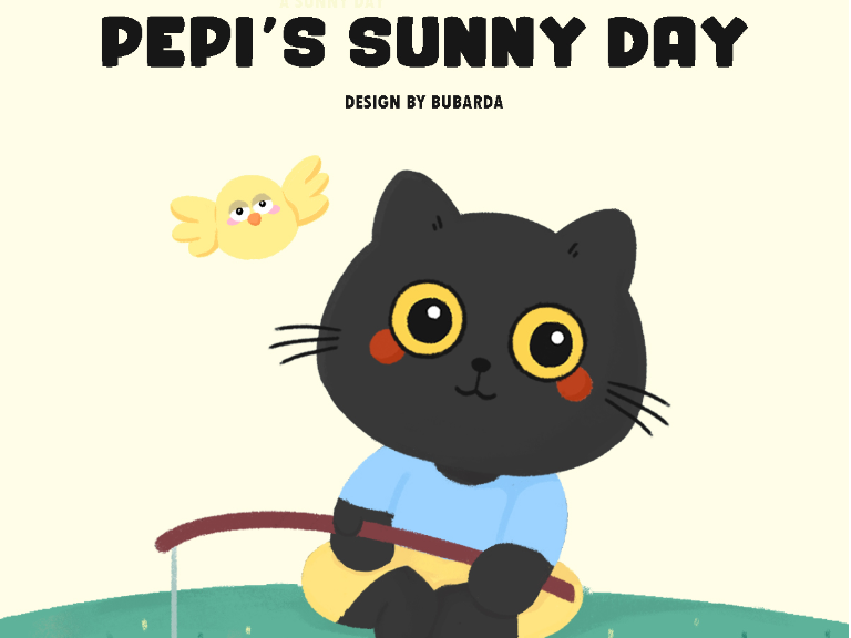 天气插画｜晴天的皮皮在钓鱼哟_布吧嗒Bubarda-站酷ZCOOL