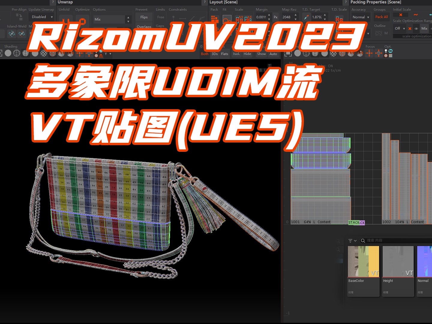 RizomUV2023处理复杂模型展UV心得与【UE5xUDIM】多象限UV减少材质球应用_初代神-站酷ZCOOL