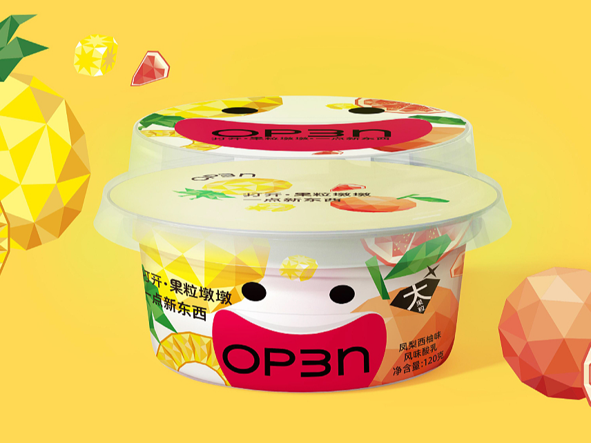 OPEN 爆珠嘭嘭&果粒墩墩 酸奶包装设计_Shirley_泡芙-站酷ZCOOL