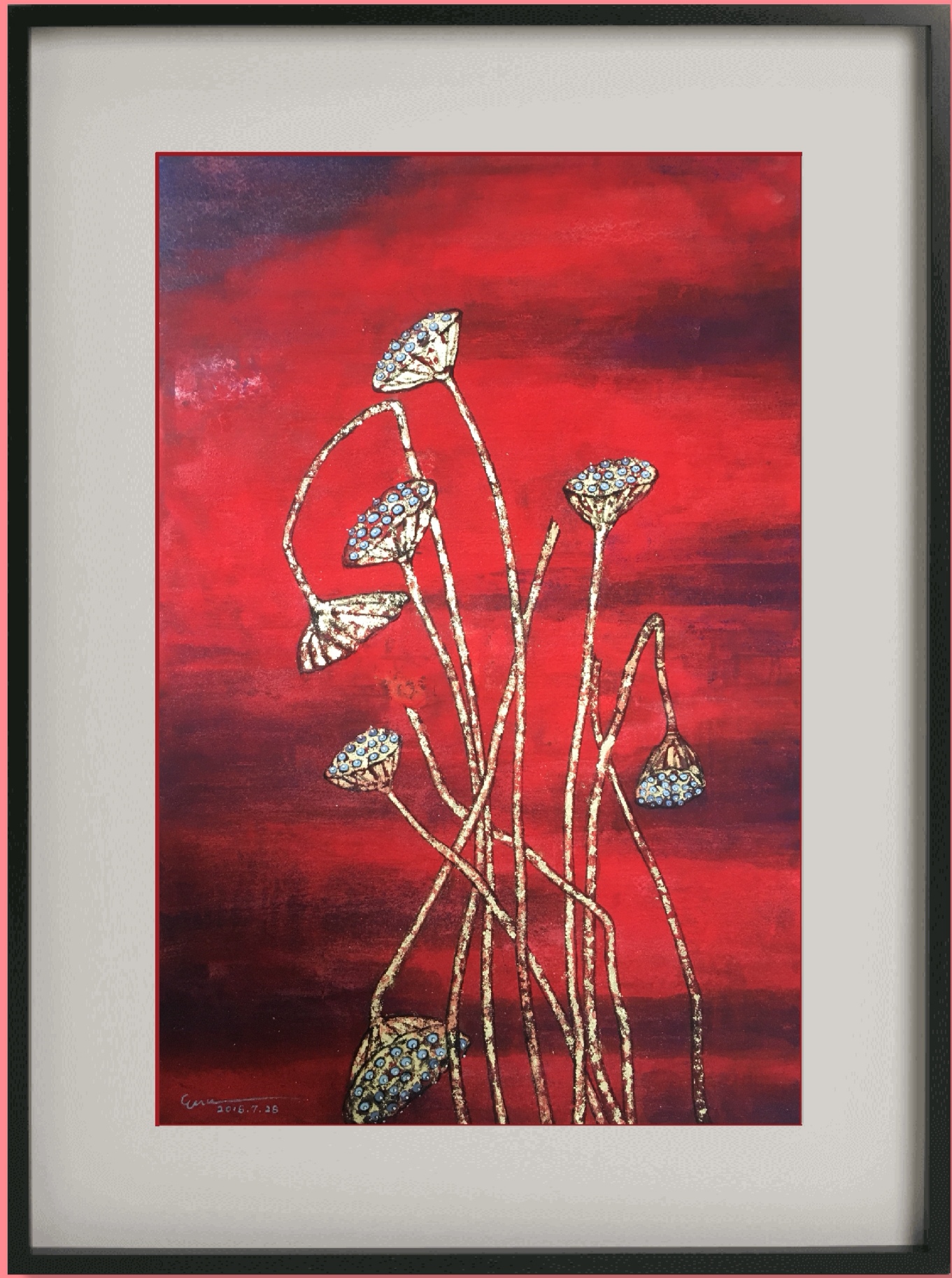 岩彩画（麻纸、金铂矿物质色）_汪恩波岩彩绘画-站酷ZCOOL