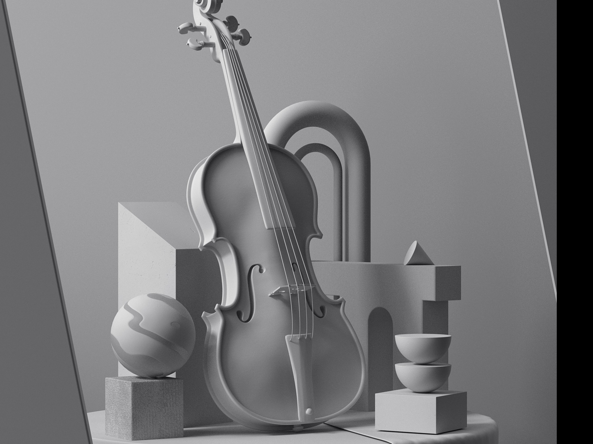 CD4/OC渲染练习 乐器摆设_哎吆维维-站酷ZCOOL