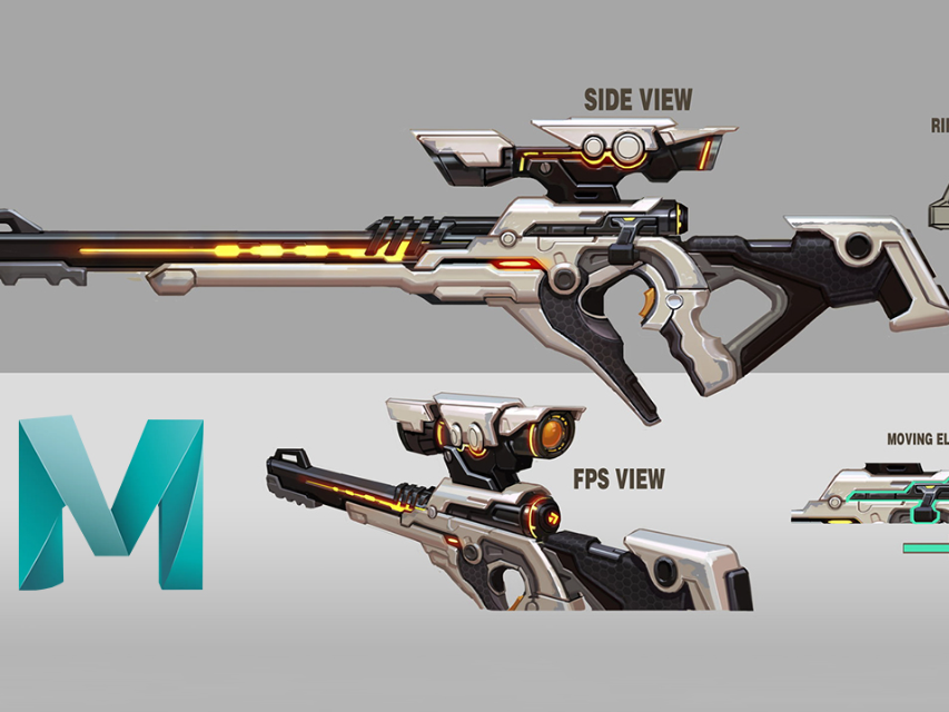 【maya武器建模】守望先锋猎风枪高模制作教程。_Alan安澜-站酷ZCOOL