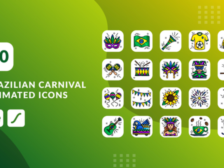 AE模板 | 巴西狂欢乐动画图标展示_猿文件网官方账号-站酷ZCOOL