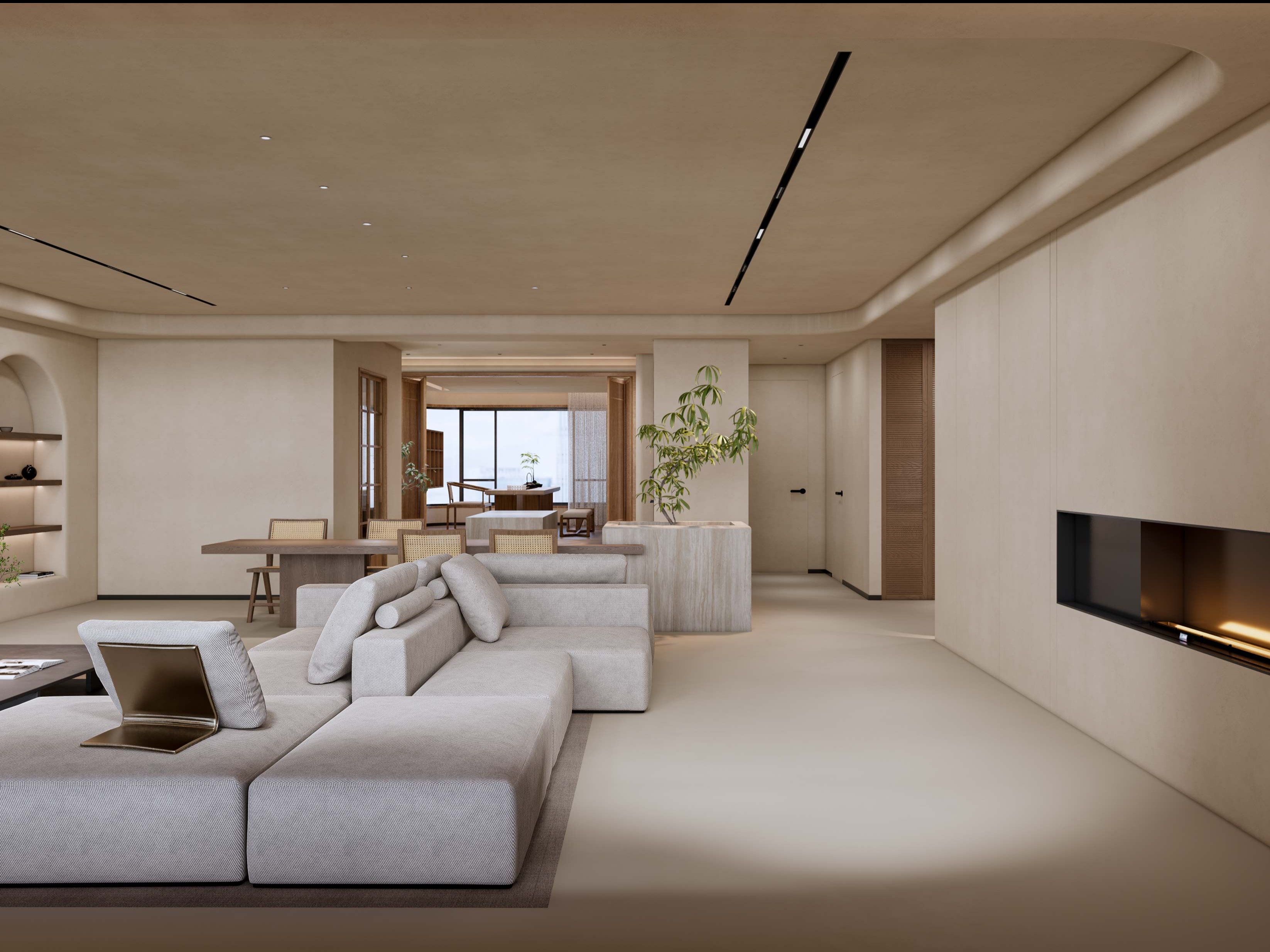 233㎡黑胡桃中古风，东方雅境，大美不言_印集装饰设计-站酷ZCOOL