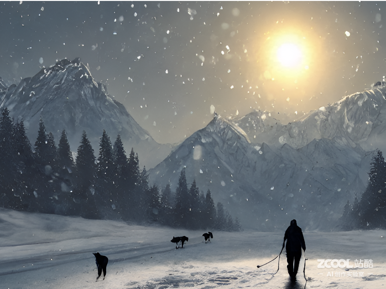 #AI创作实验室#雪中行走的人_ld_rokr-站酷ZCOOL