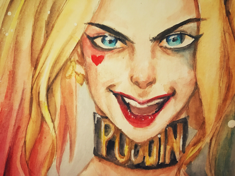 水彩作品：《自杀小队》哈利·奎茵Harley Quinn_赵无眠Carina-站酷ZCOOL