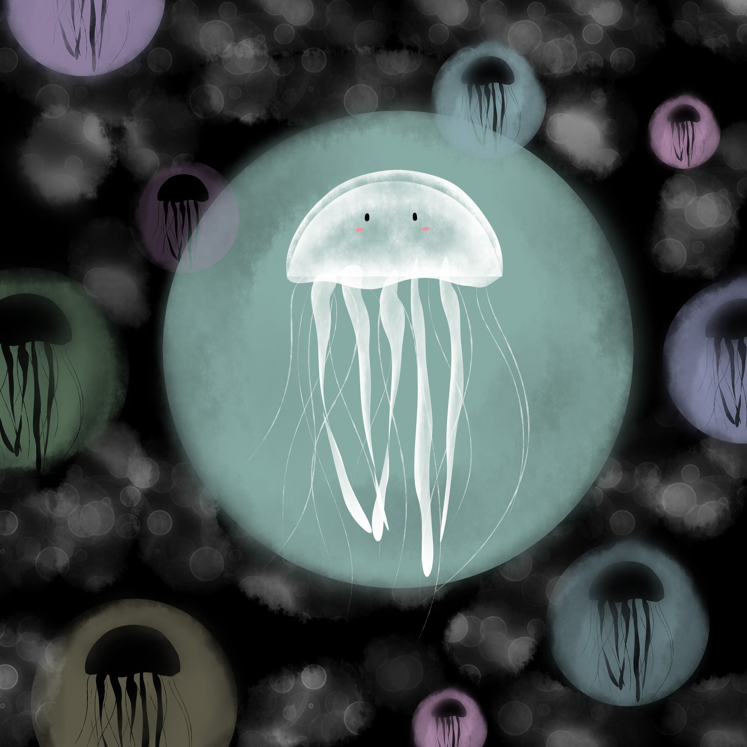 水母 插画_凡凡啊-站酷ZCOOL