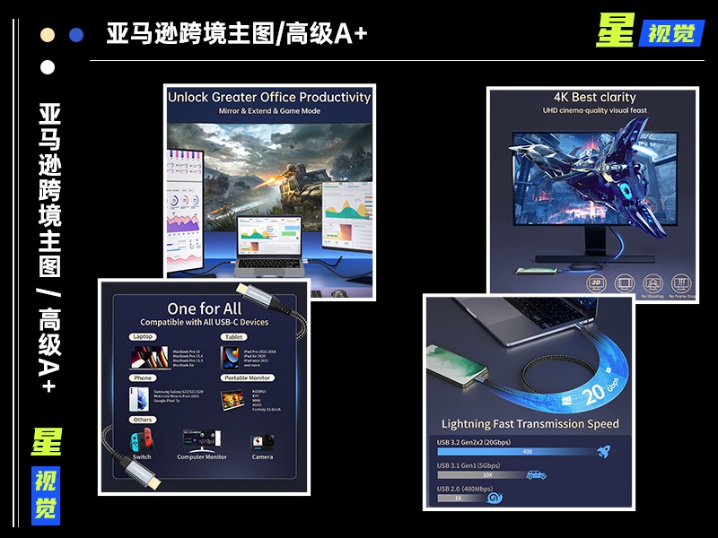 亚马逊主图/A+设计 数据线_星视觉XING-站酷ZCOOL