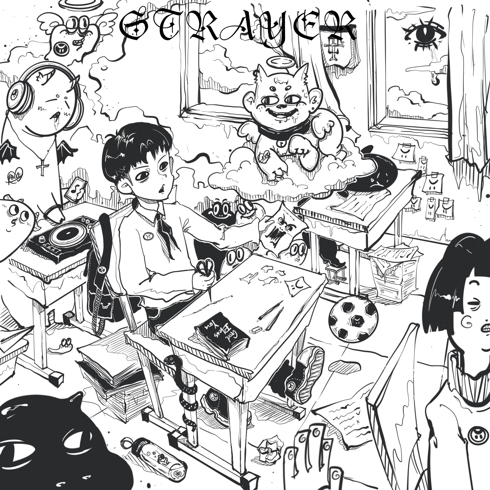 黑白插画：）_STRAYER_斯特雷耶-站酷ZCOOL