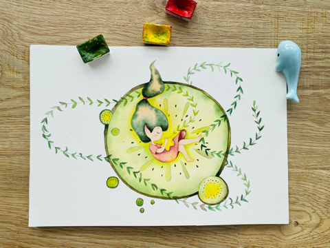 小女孩和水果_卡慕calm-站酷ZCOOL