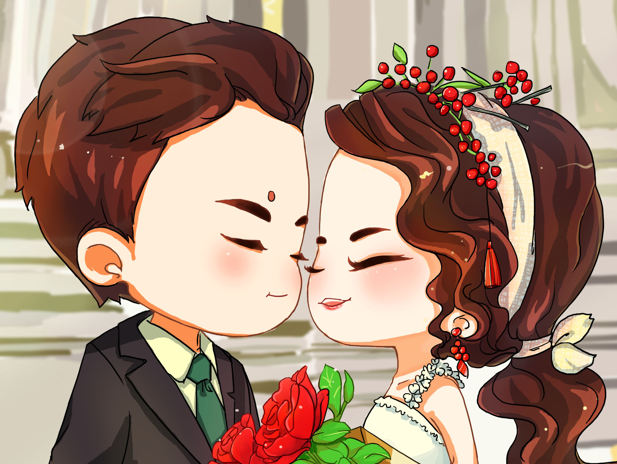 “marry me”Q版婚纱画_kangyimeng-站酷ZCOOL