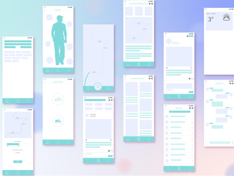 Rain Later｜骑行者天气APP设计｜低保真原型图_Portfolio_Zhao-站酷ZCOOL