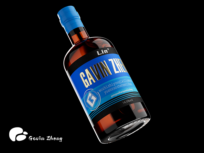 C4D-宽体圆柱酒瓶-建模渲染-G0001_Gavin郑-站酷ZCOOL