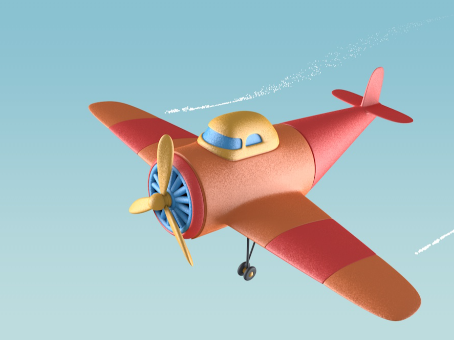 C4D-李翔老师小场景临摹-玩具飞机_多佛-站酷ZCOOL