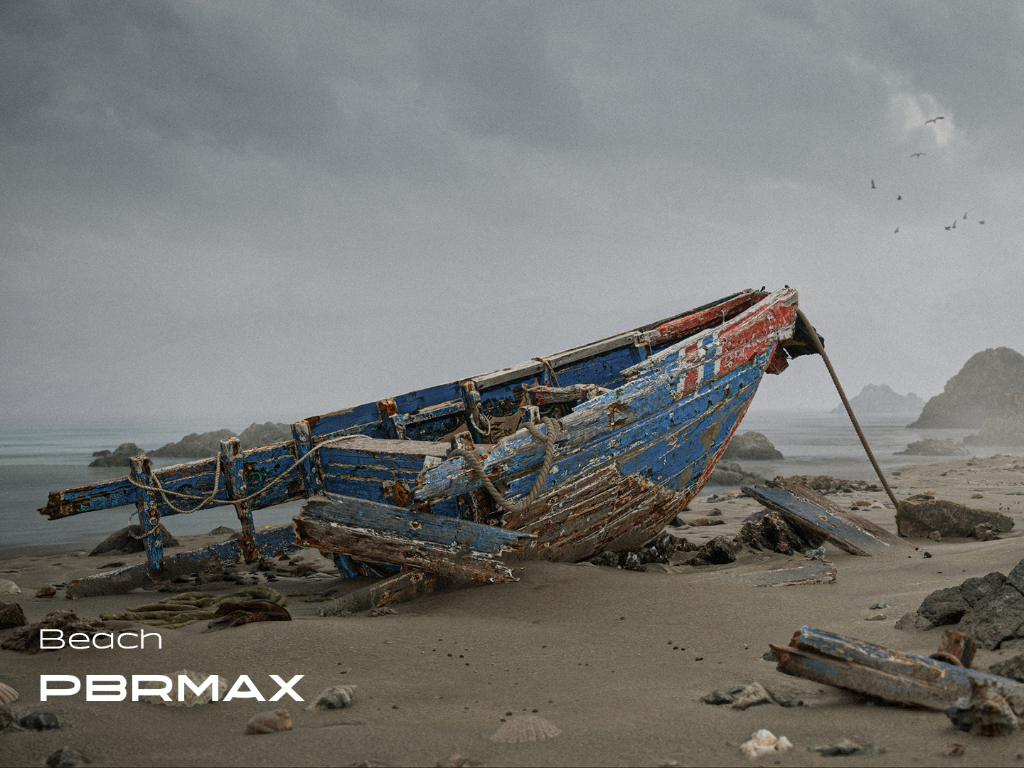 末世风 | 海滨渔船3D场景渲染_pbrmax-站酷ZCOOL