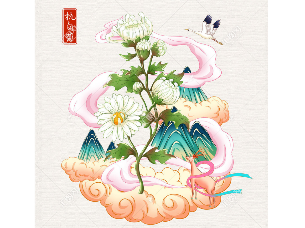 杭白菊手绘插画_kwtzhb-站酷ZCOOL