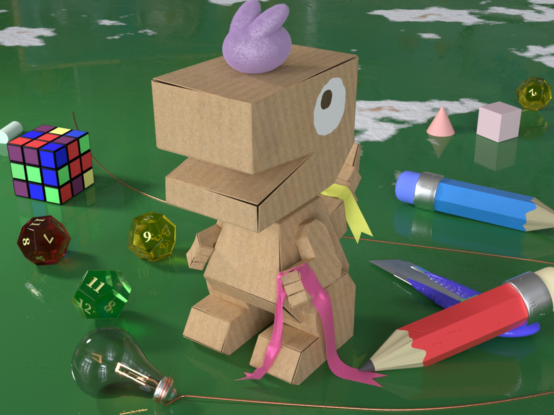 纸皮恐龙C4D设计_弓吉斤-站酷ZCOOL