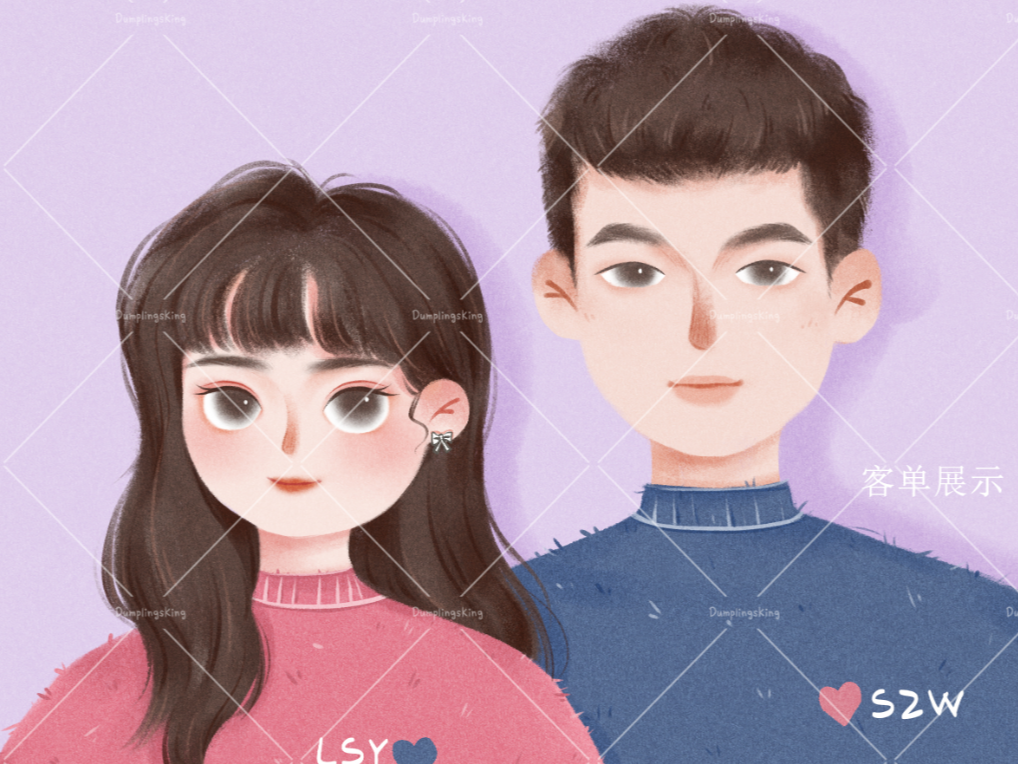 头像客单|手绘情侣头像约稿_DumplingsKing-站酷ZCOOL