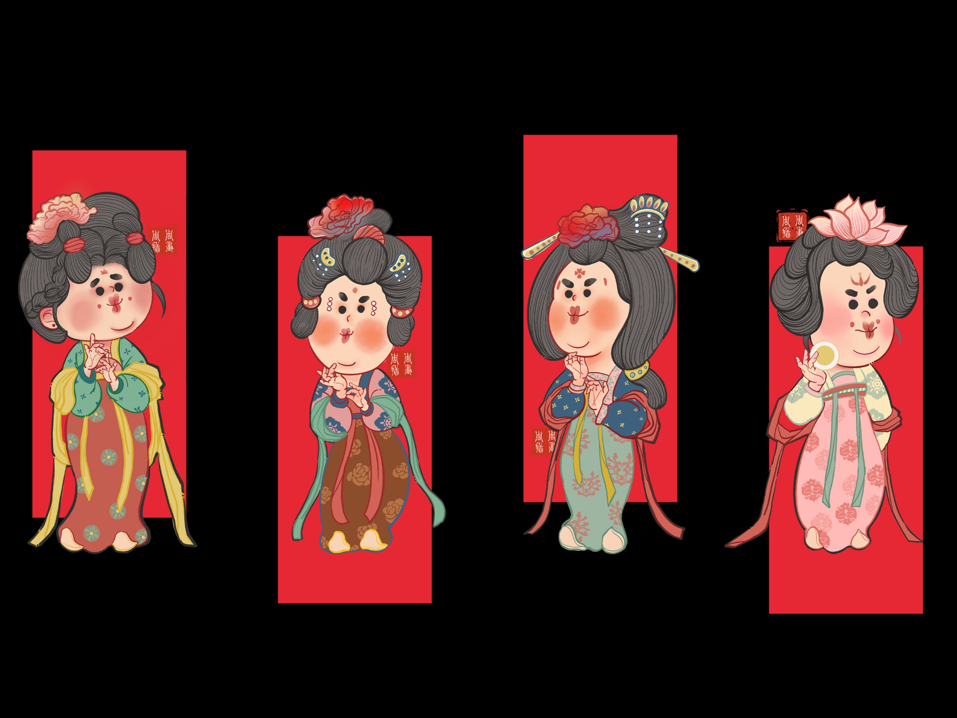 陶彩绘仕女俑二创IP形象和周边_周周Jing-站酷ZCOOL