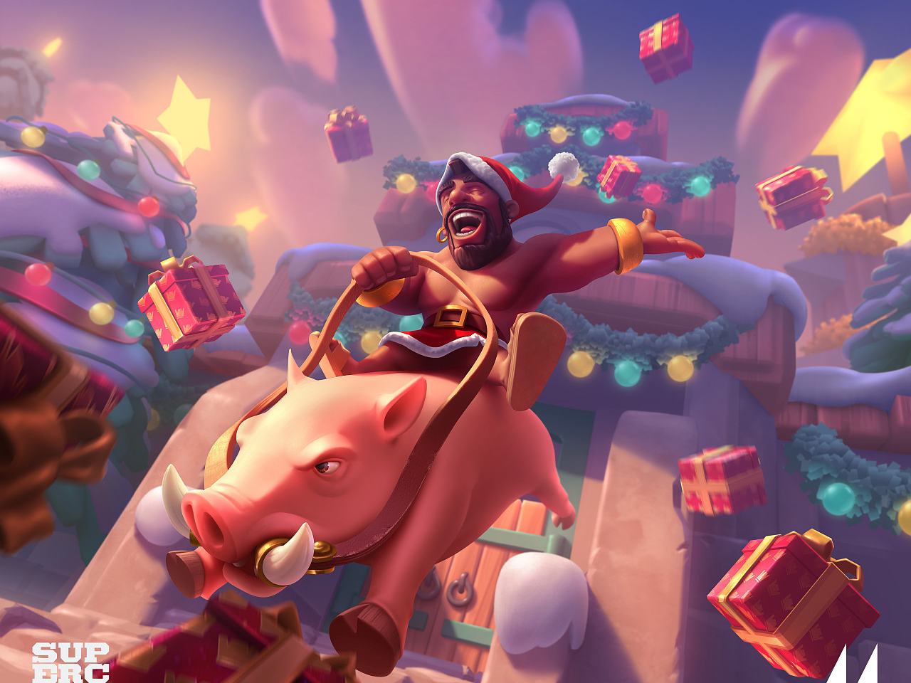 Clash Royale Key Art | Santa Hog Rider_吉宅明智-站酷ZCOOL