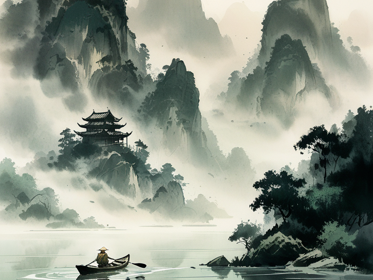 轻舟已过万重山_孤舟L-站酷ZCOOL