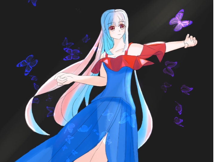 女孩子 长发 蝴蝶 二次元 日系_风音dayo-站酷ZCOOL