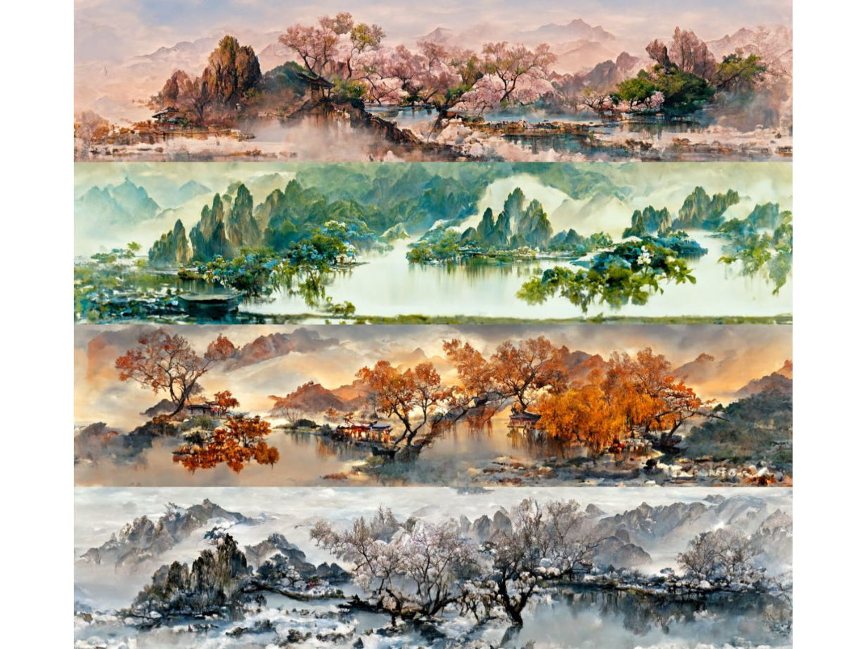 四季山水图 | prompts分享_羽翼之飘零-站酷ZCOOL