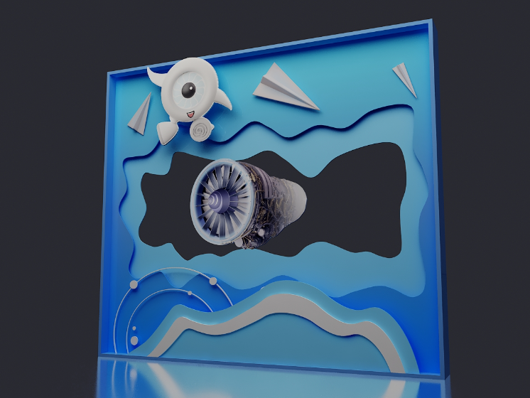 航发DP打卡墙设计3D效果图_3D设计师NG男-站酷ZCOOL