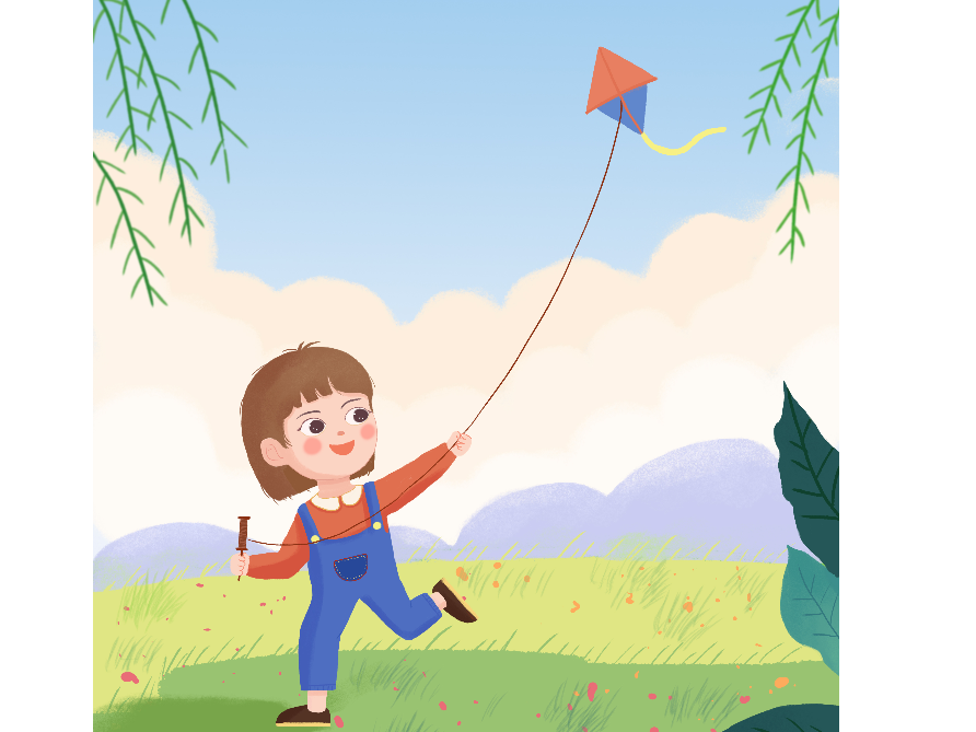 放风筝的小女孩_冬暮寒-站酷ZCOOL