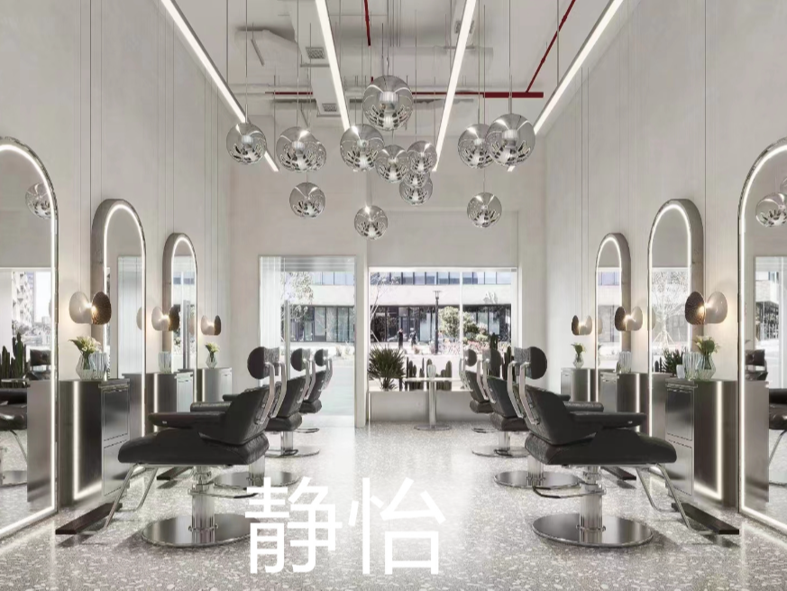 理发店设计//巧用黑白灰营造空间高级感_静怡设计-站酷ZCOOL
