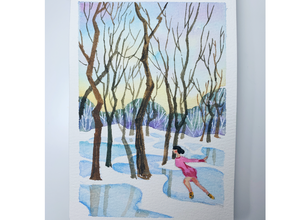 雪地 | 水彩手绘_DeerMoon-站酷ZCOOL