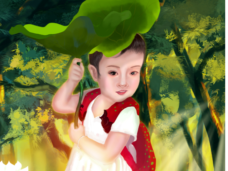 雨莲下的小女孩_FM匠人-站酷ZCOOL