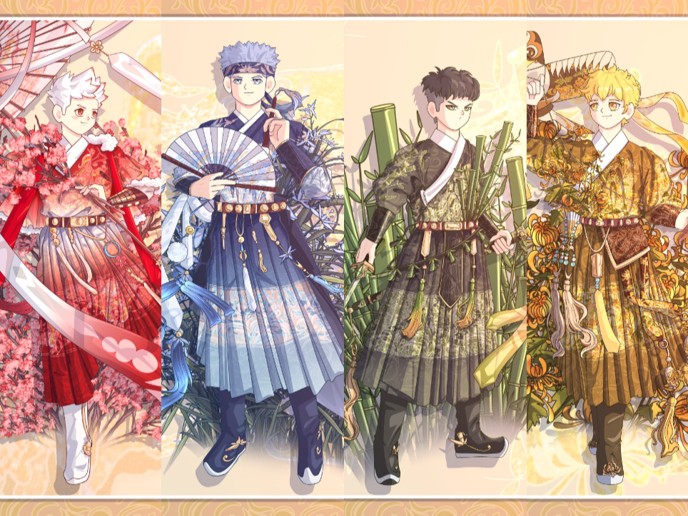 【原创插画】四君子图 梅兰竹菊_公爵duke-站酷ZCOOL