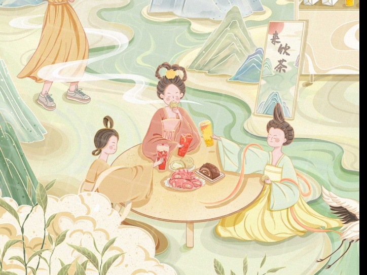 国风茶饮—唐代仕女的吃喝日常|可授权_吃梦的小兽chemon-站酷ZCOOL