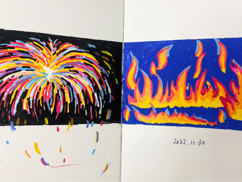 #速写实验室 day7-火光 烟花_雪花胖妞妞-站酷ZCOOL