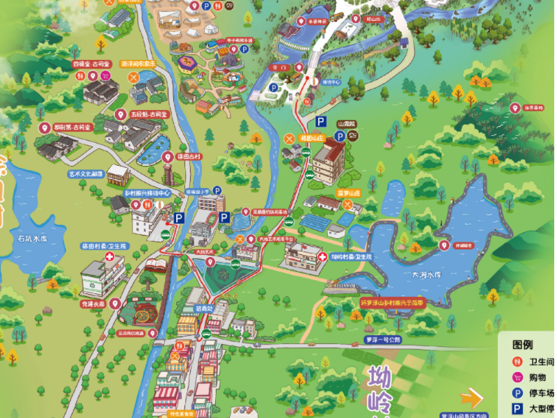 手绘景区地图_插画师leezj-站酷ZCOOL