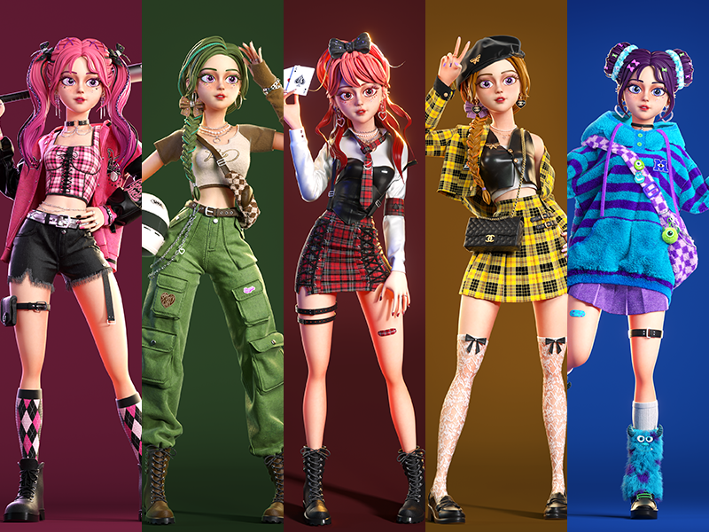 3D原创IP-甜酷少女Mina的穿搭日记_Meilimeili-站酷ZCOOL