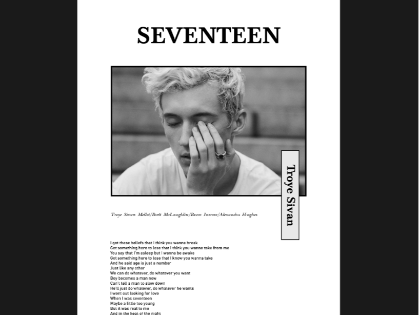 TROYE SIVAN歌曲海报_单影DanYing_O_-站酷ZCOOL