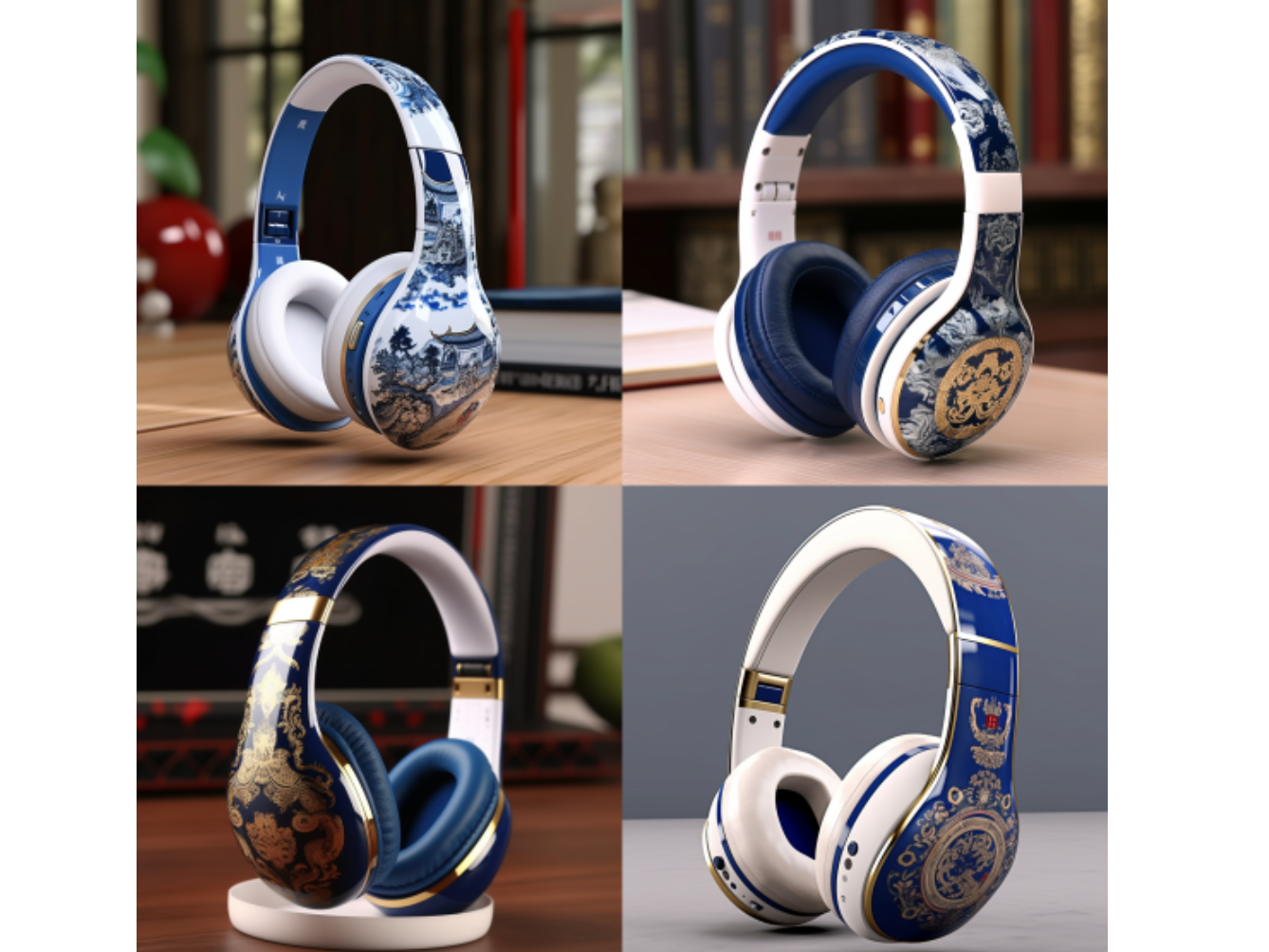 Midjourney 青花瓷耳机_大雄SJ-站酷ZCOOL