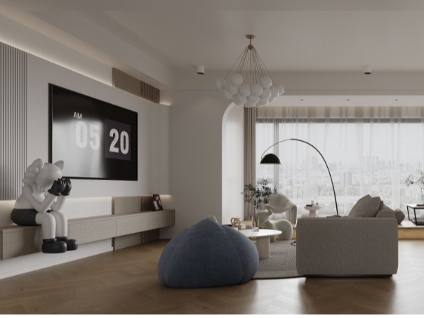 现代奶油风客餐厅效果图设计_王彤ing-站酷ZCOOL