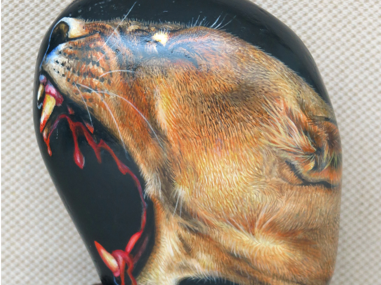 石头画—狮吼_墨海YY-站酷ZCOOL