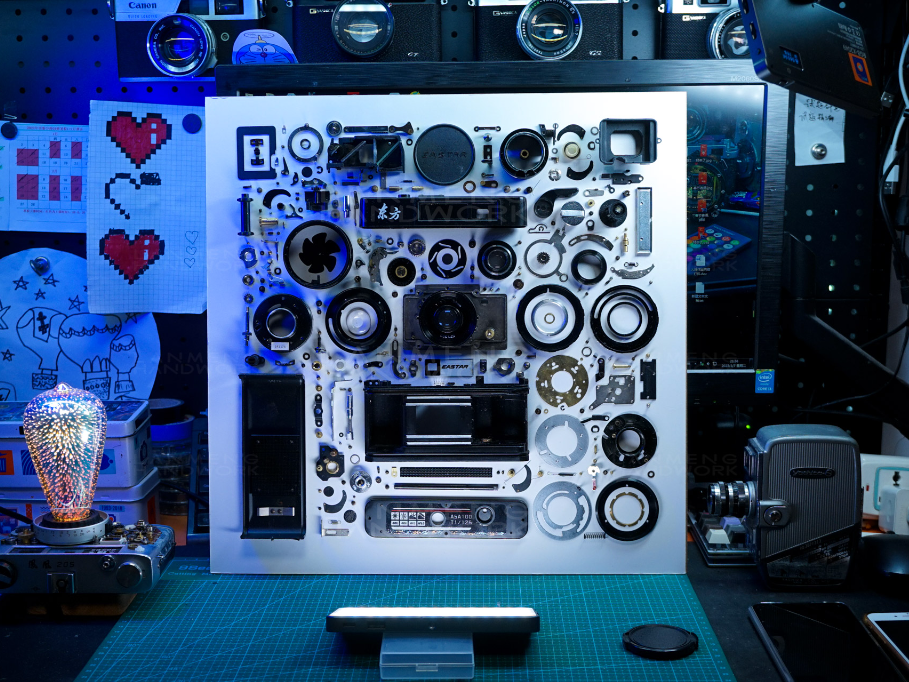 东方S4-35胶片旁轴相机拆解装裱画复古怀旧礼物_蓝萌手作-站酷ZCOOL