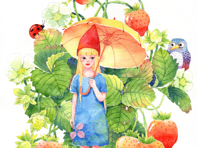 8幅人物水彩插画——红帽子人物系列_画儿晴天-站酷ZCOOL