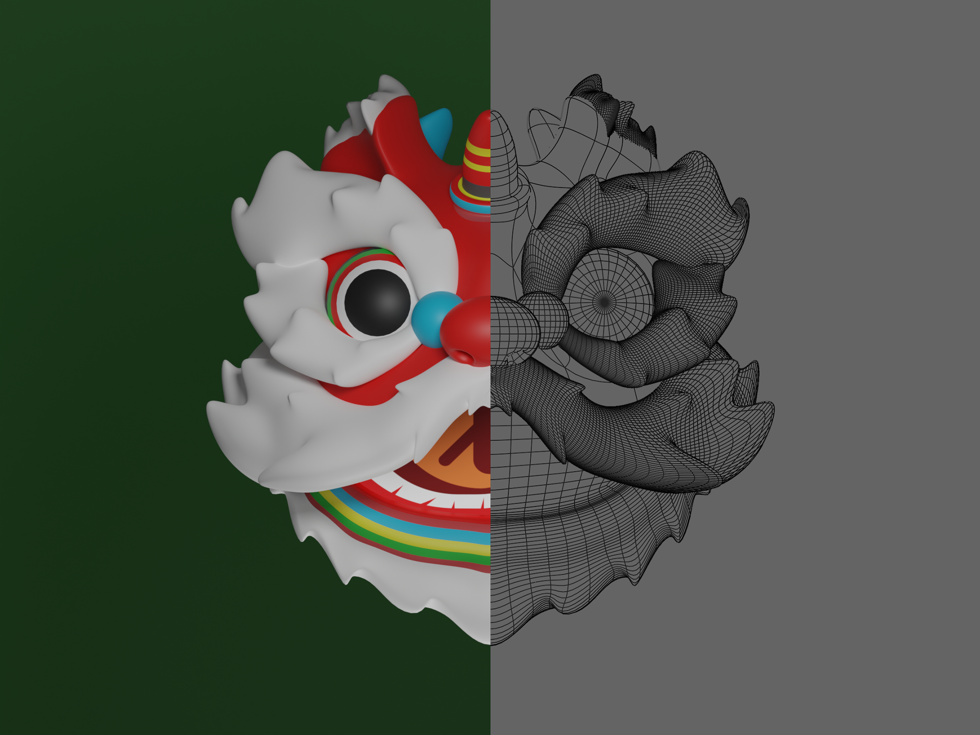 3D化了一张醒狮_余梓逸-站酷ZCOOL