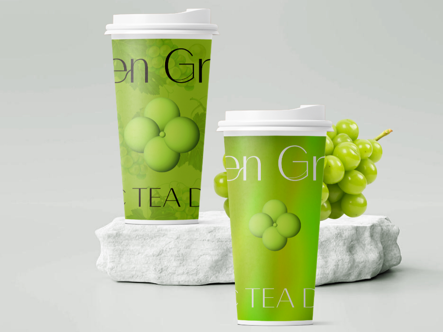 奶茶杯丨奶茶杯设计 膨胀青提_Kiki琪琪怪怪-站酷ZCOOL