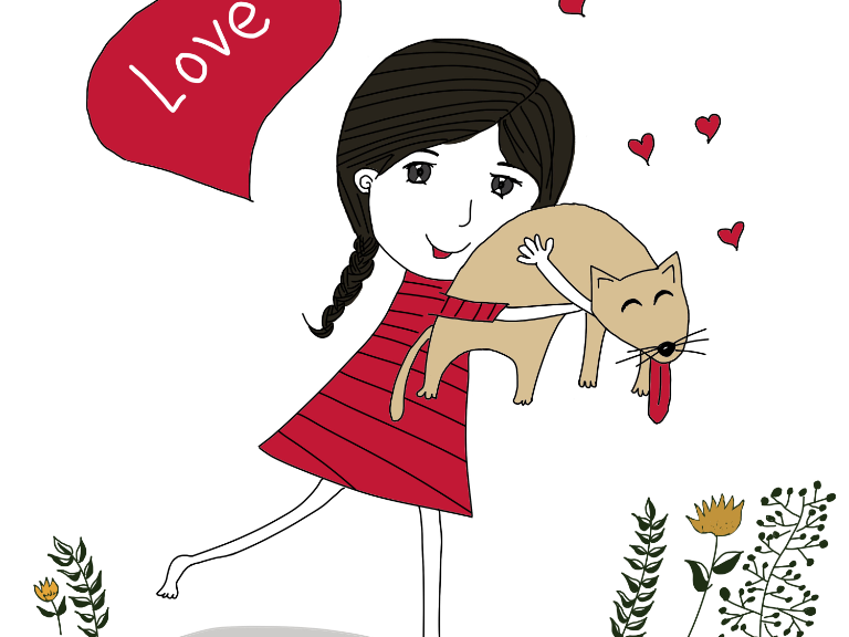 女孩和猫咪_满树黄瓜1-站酷ZCOOL