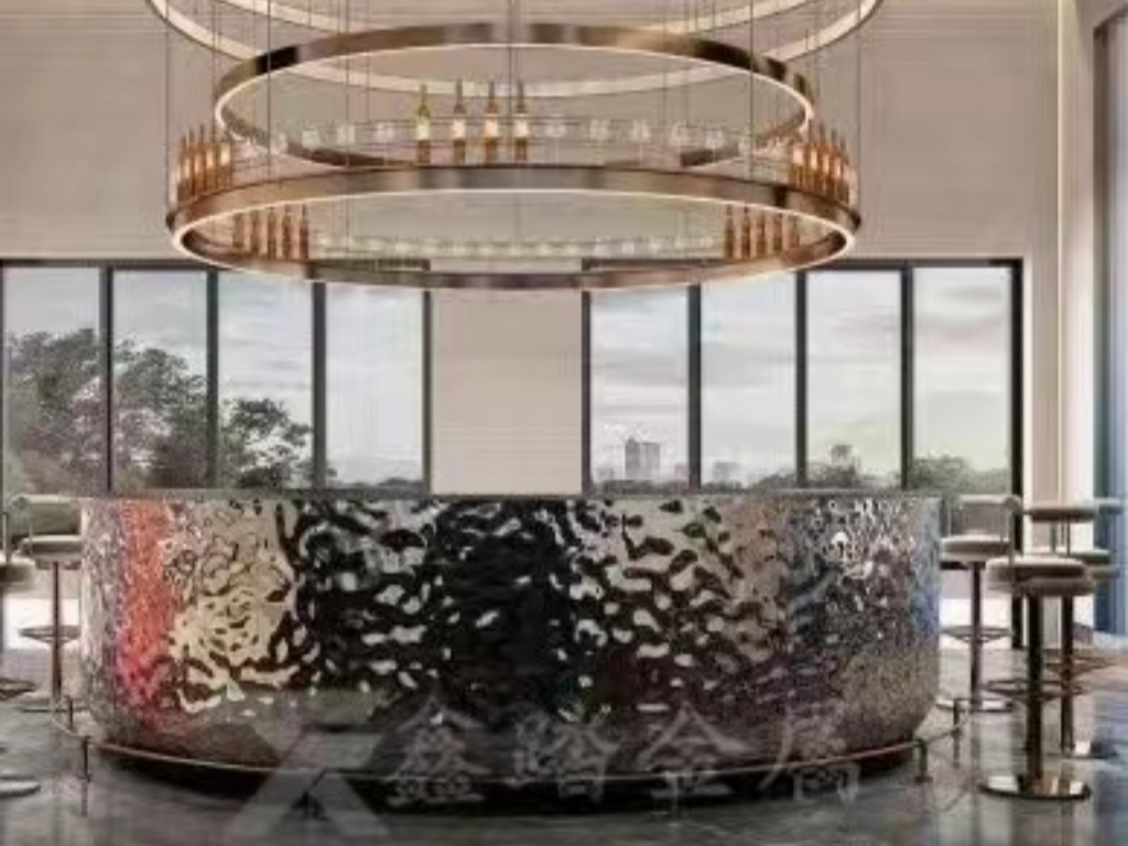 弧形不锈钢艺术吧台 水波纹不锈钢接待台工艺流程概括_w13927702320-站酷ZCOOL