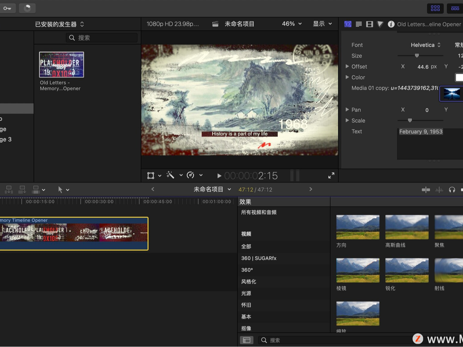 fcpx插件：Memory Timeline Opener _嘟啦卡-站酷ZCOOL