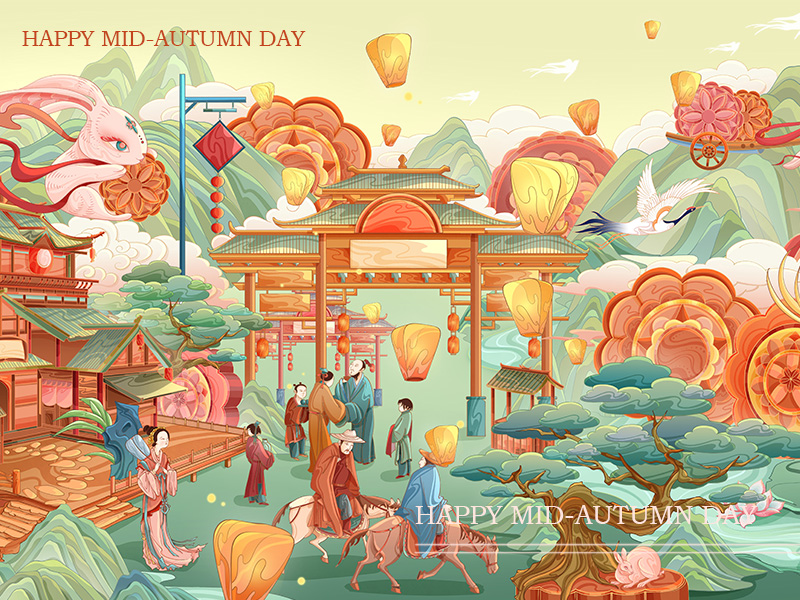 中秋节插画 / 《中秋月下图》之 汉代_Y__秋秋-站酷ZCOOL